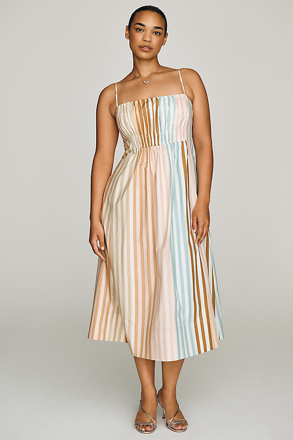 MAEVE Maeve Ruched Cotton Midi Dress